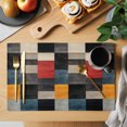Abstract Color Block Cotton Linen Placemats Set of 1, Orange Black ...