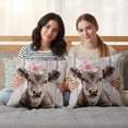 Farmhouse Cow Pillow Covers Set of 4, Watercolor Animal with Pink ...