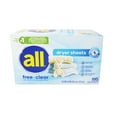 All Dryer Sheets for Sensitive Skin Free Clear (Pack of 4) - Walmart.com