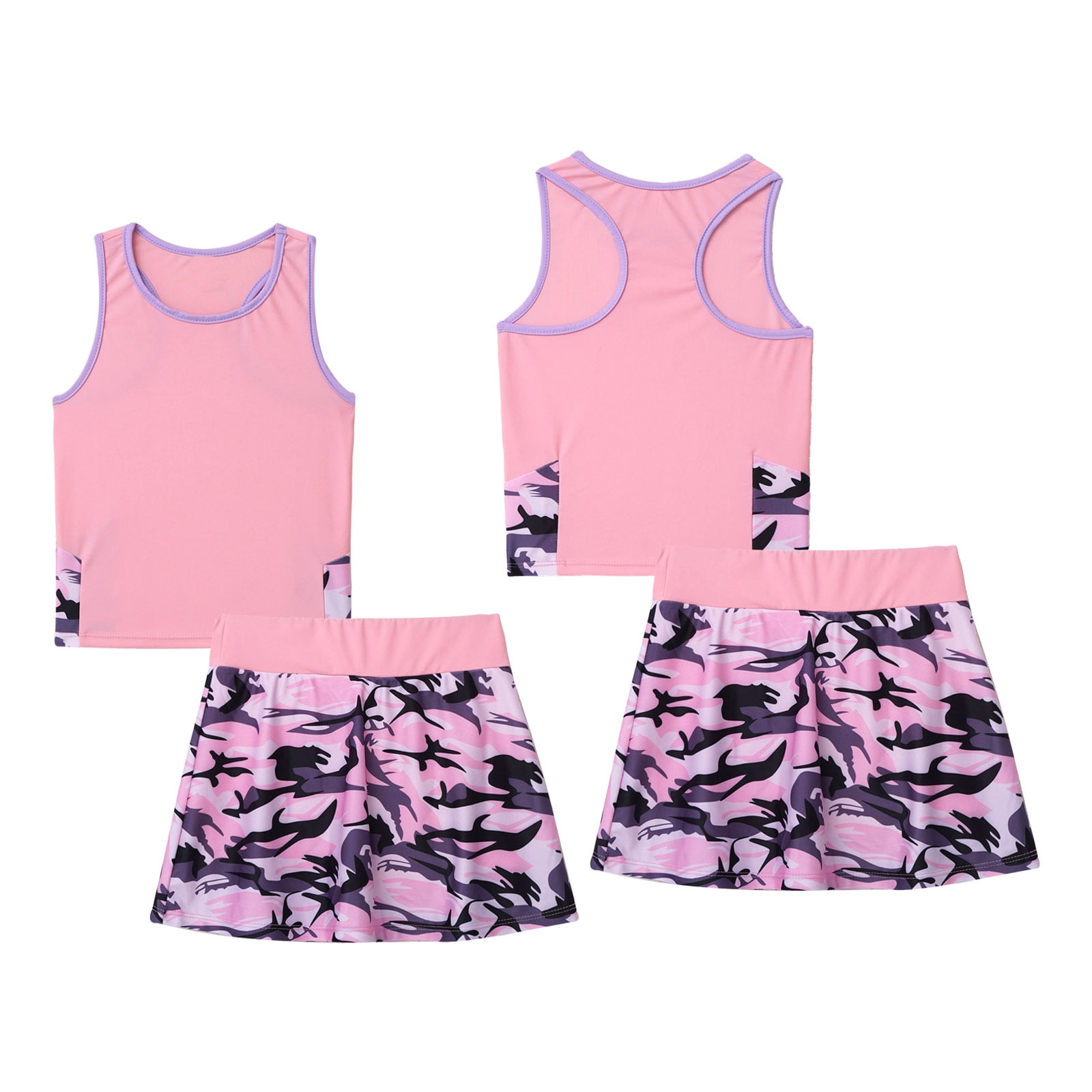 YONGHS Kids Girls Tennis Golf Outfits Racerback Tank Tops Skirts ...