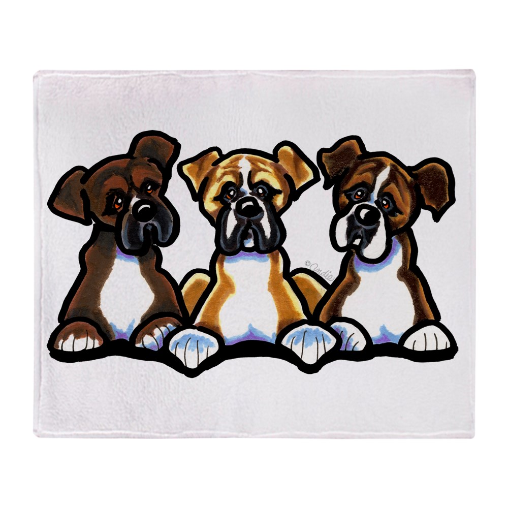 CafePress - Three Boxer Lover Throw Blanket - Soft Fleece Throw Blanket ...