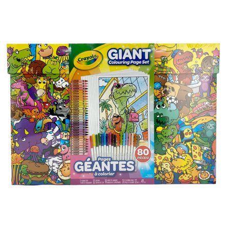 Crayola Giant Colouring Page Set with Storage Case Markers and Crayons ...