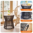 Outdoor Small Side Table, 20" h Patio Rattan End Table with Wood Top ...