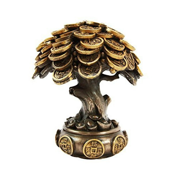 Ebros Feng Shui Gold Tree Statue Money Coin Tree of Wealth And ...