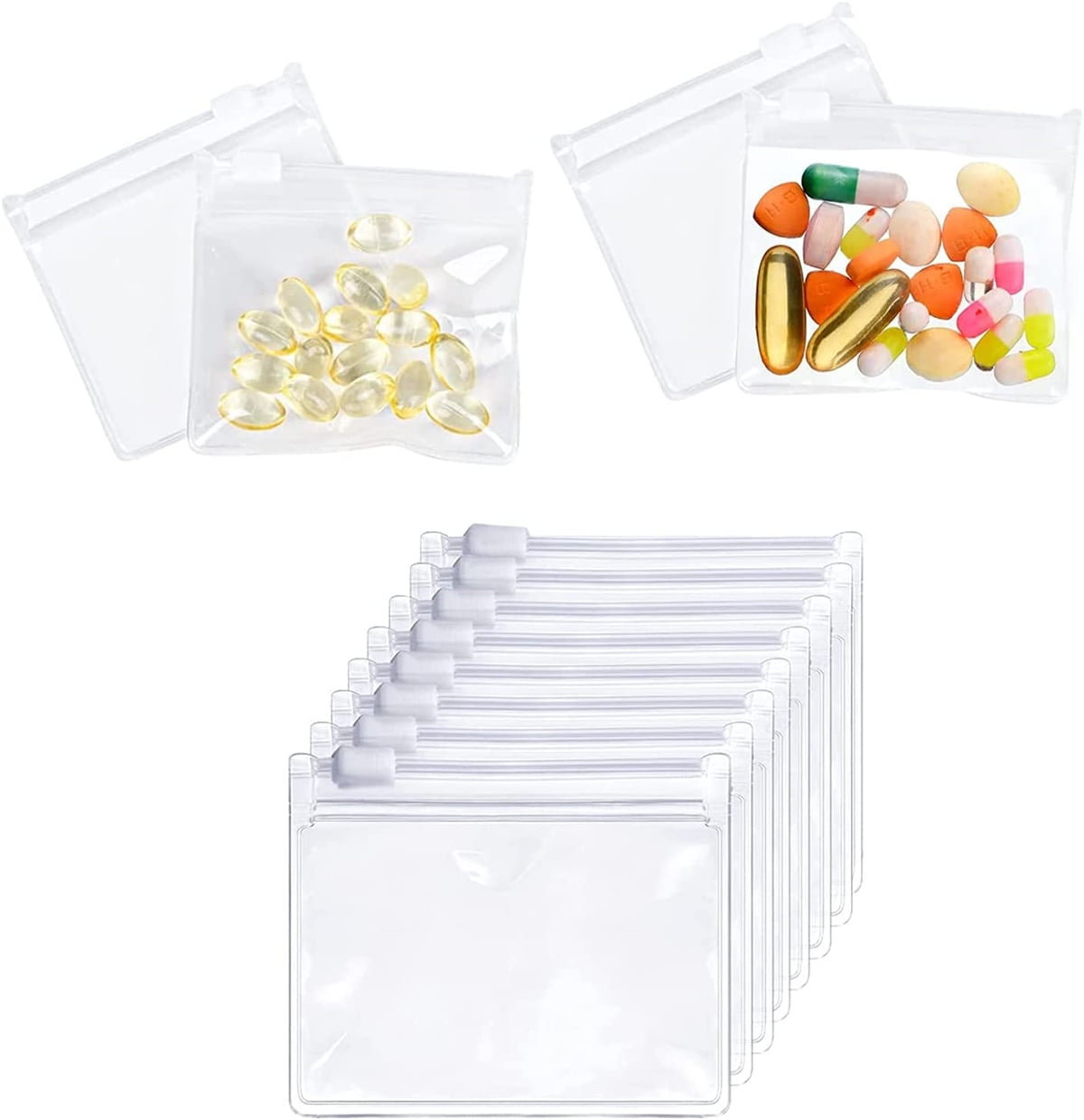 Zippered Pill Pouch Bags - 10 Pcs,Happon Slide Lock Clear Plastic Mini ...