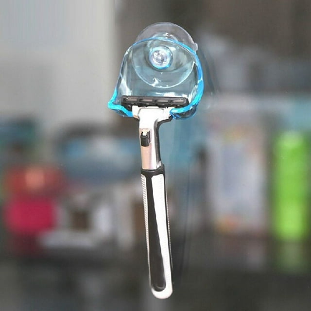 2PCS Plastic Super Suction Cup Razor Rack Shaver storage Clear Bathroom ...