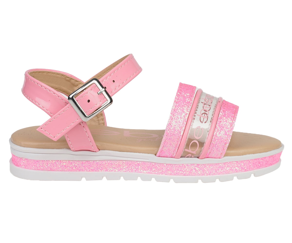 bebe Fashion Sparkly Flat Sandals for Girls, Pink (Size 2) - Walmart.com