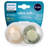Philips Avent Ultra Soft Pacifier 0-6M, Sand / Pastel Warm Green, 2 ...