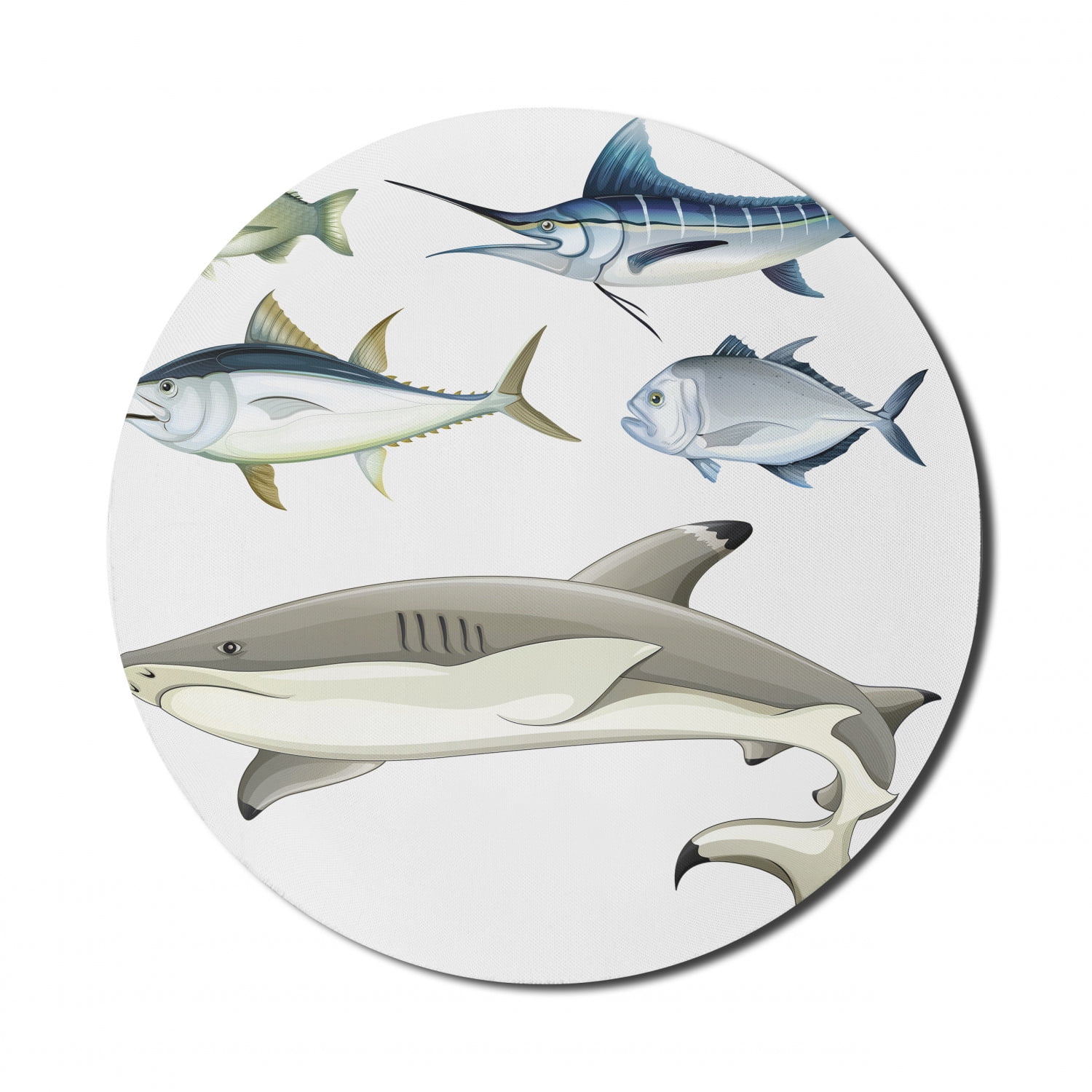 Aqua Mouse Pad for Computers, Various Fish Predators with Swordfish ...