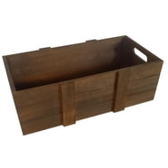 Set Of 3 Brown Wood Grain Rectangular Small Crate with Side Handles ...