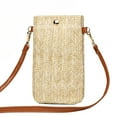 Summer Women Mini Straw Crossbody Bags Woven Phone Wallet (Camel w ...