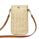 Summer Women Mini Straw Crossbody Bags Woven Phone Wallet (Camel w ...