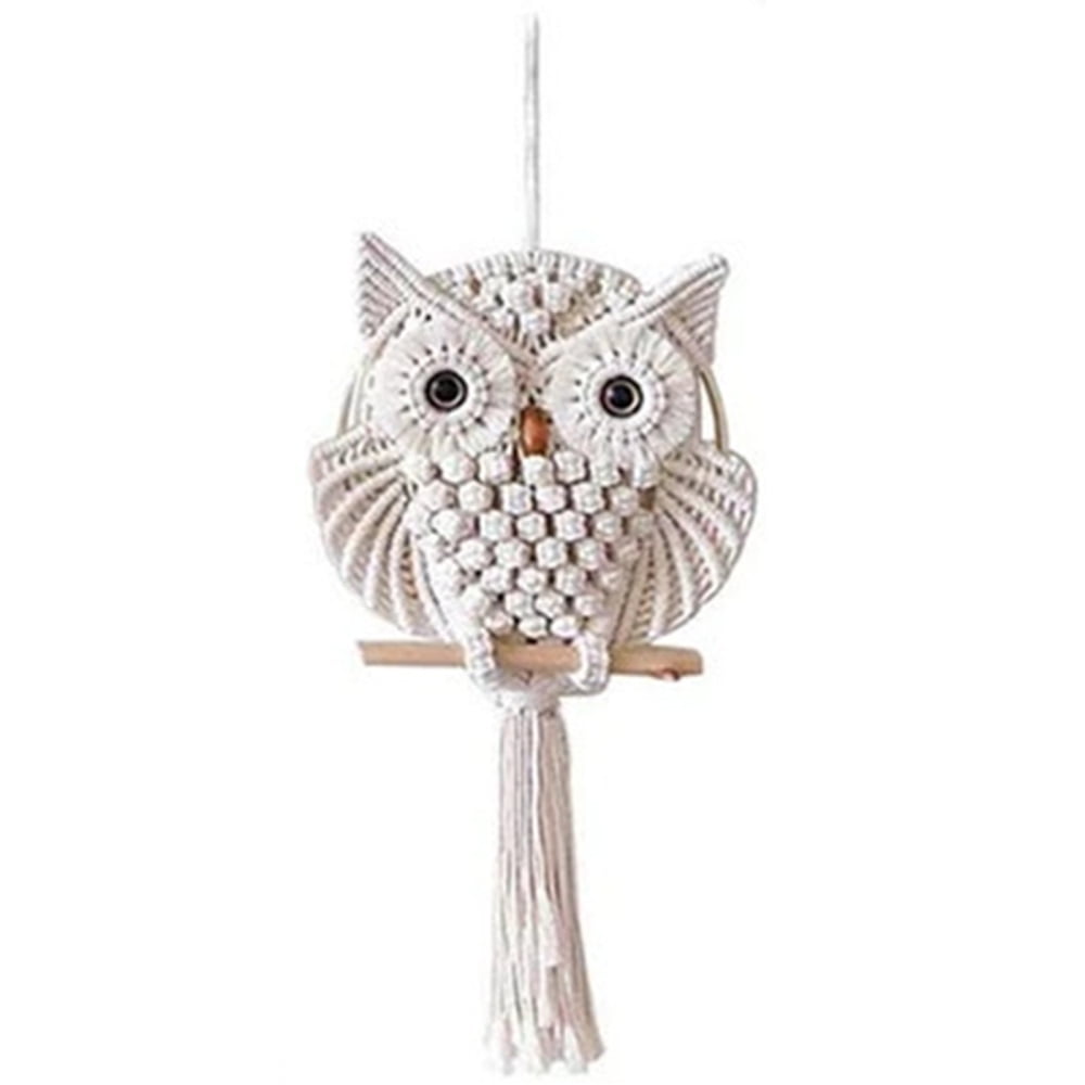 Handmade Macrame Owl Pendants Bohemian Style Wall Decor for Bedroom ...