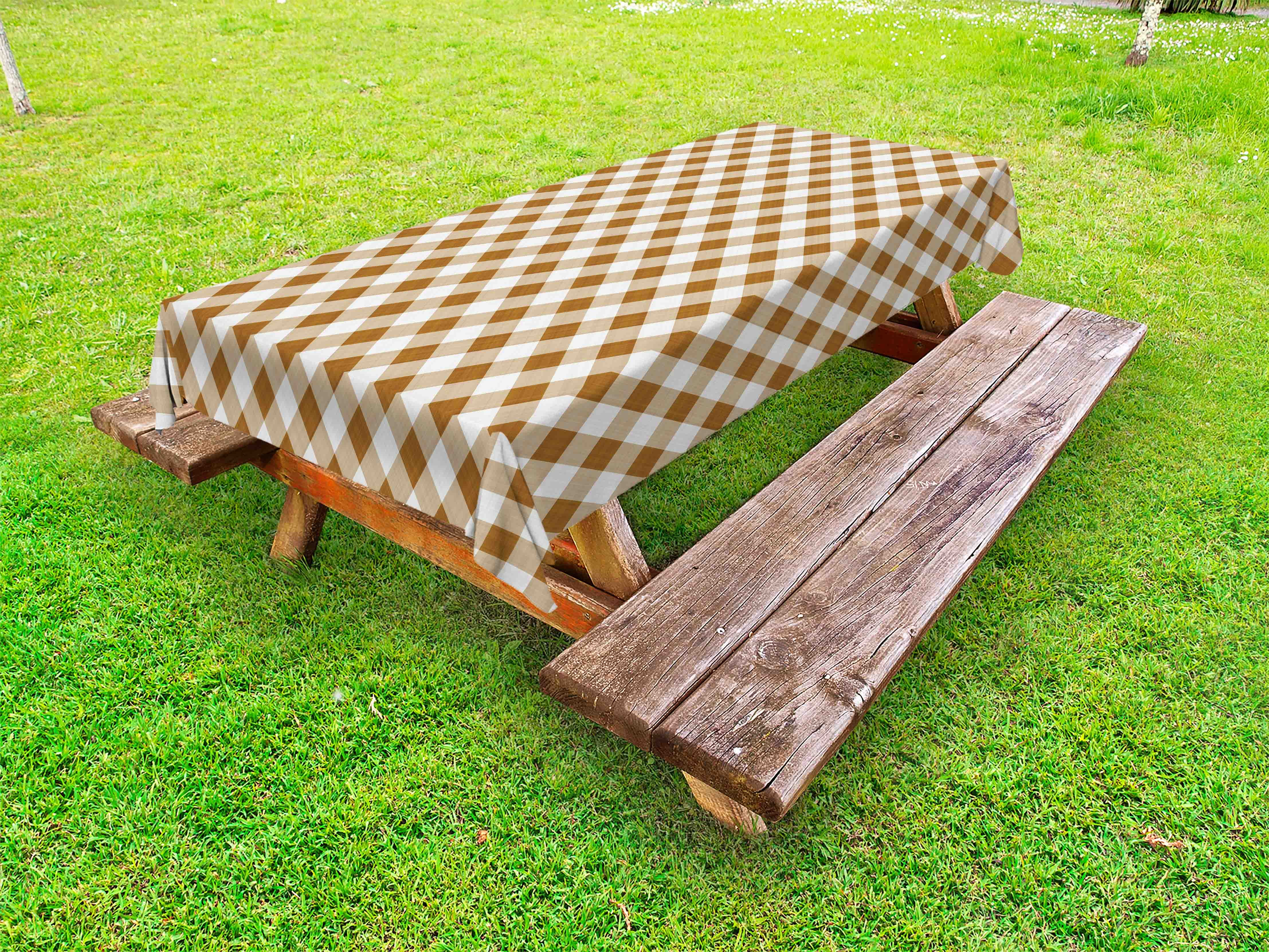 Brown Outdoor Tablecloth, Texture of Tartan Cloth Pattern Geometric ...