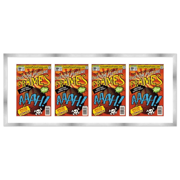 SIlver Comic Book Frame with White Mat - 4 Openings to Display 4 7.25 ...
