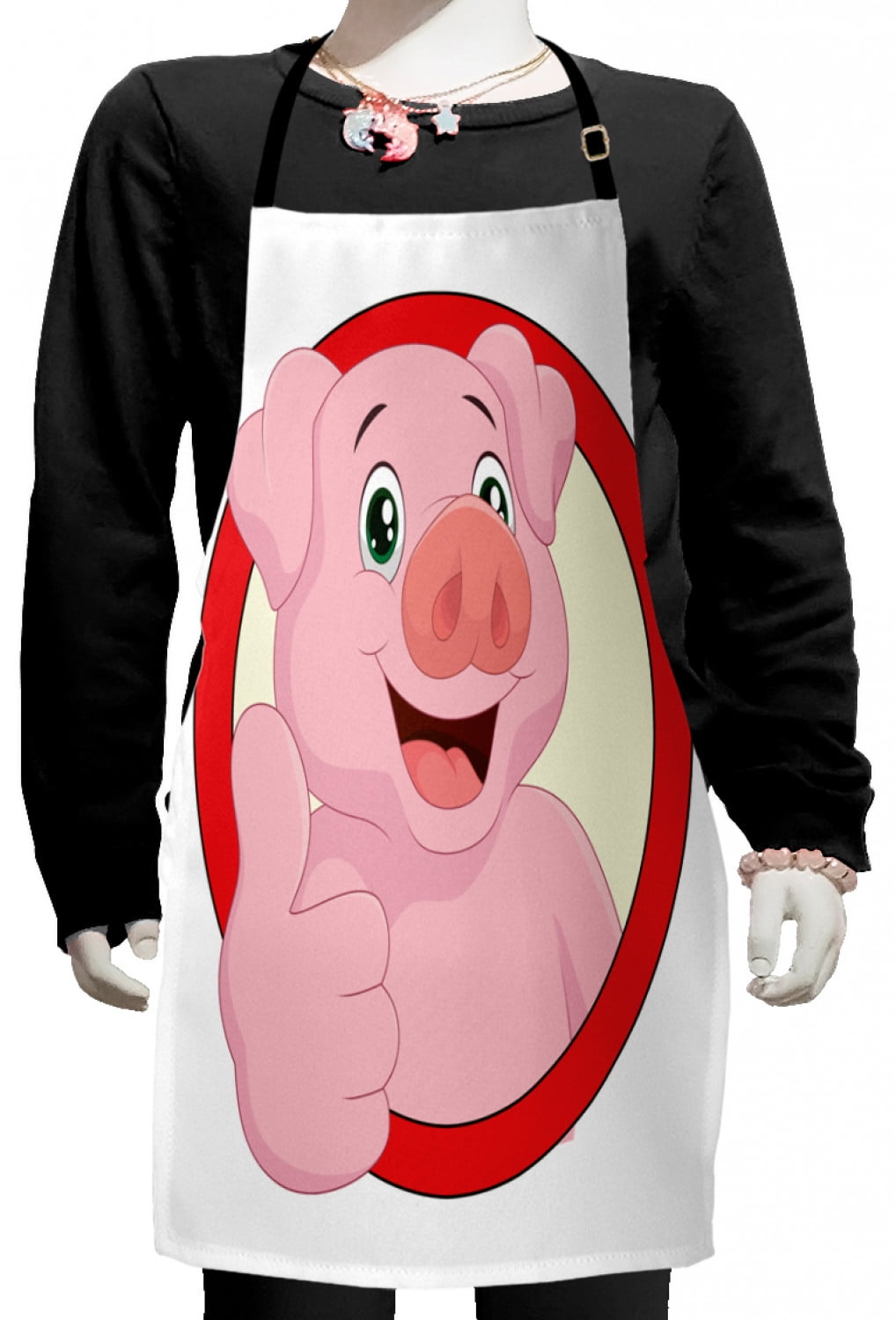 Cartoon Kids Apron, Pig Mascot with Thumbs Animal Illustration with a ...
