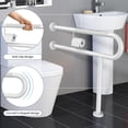 Toilet Grab Bar with Leg 31.5x28 Inch, White Knurled Toilet Support Bar ...