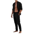 BVOFAR Linen Blend 2 Piece Outfits for Men Band Collar Button Down ...