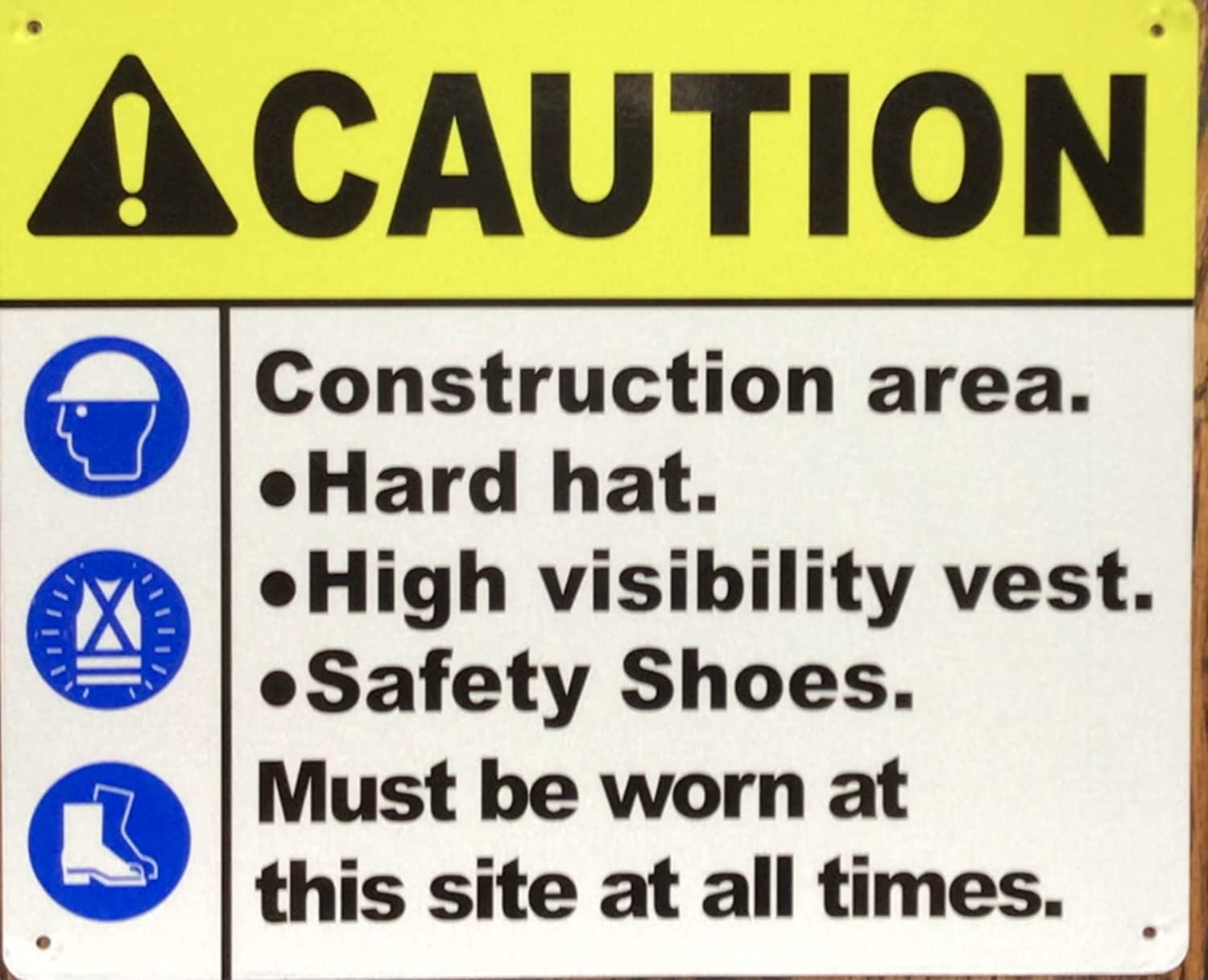 CAUTION: CONSTRUCTION AREA SIGN CONSTRUCTION PPE SIGN (YELLOW ,Aluminum ...