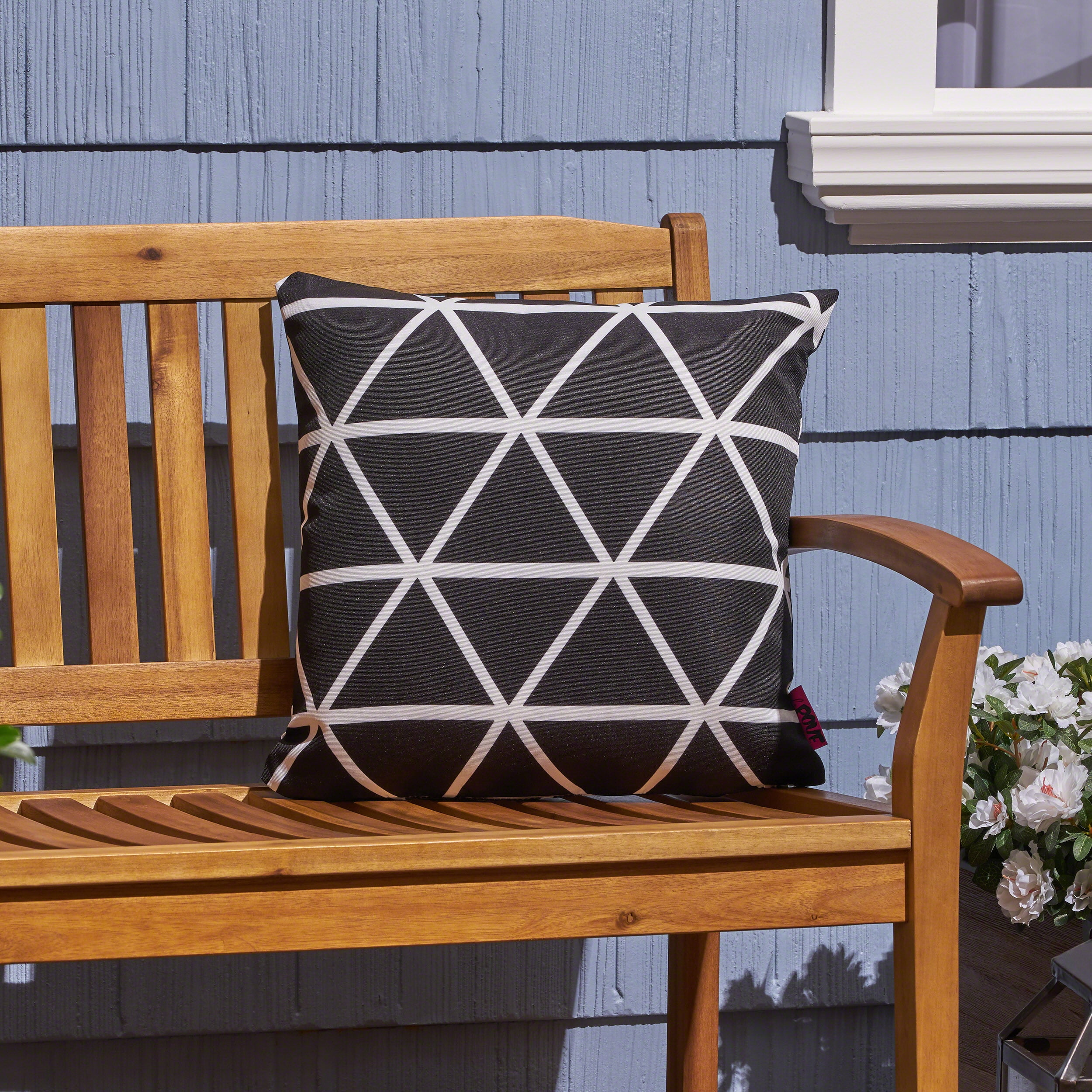 Amelia Outdoor Modern Triangle 17.75" Water Resistant Fabric Square ...