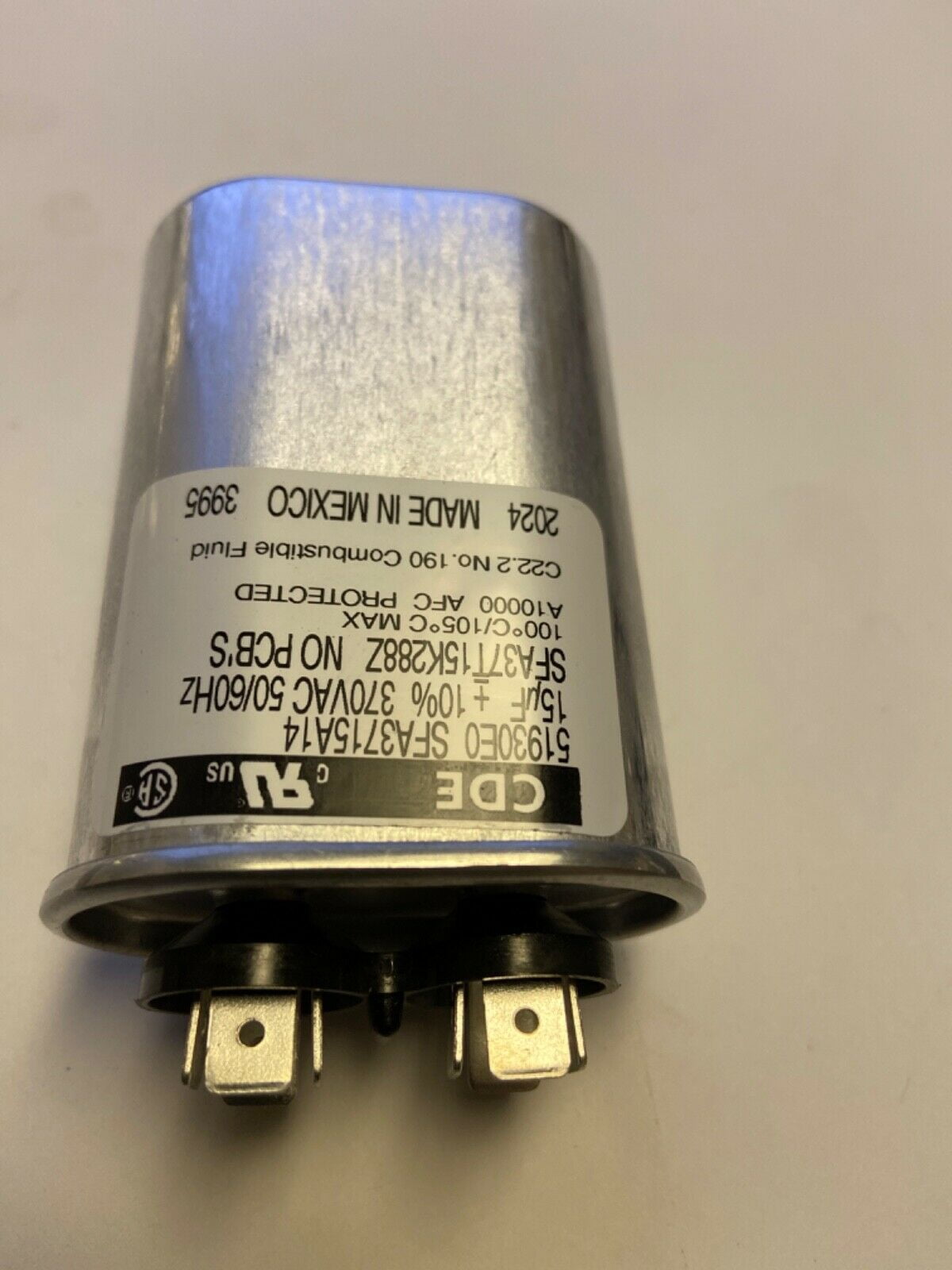 2 Lennox Armstrong Ducane Run Capacitor 15 uf MFD 370 Volt 39H63 ...
