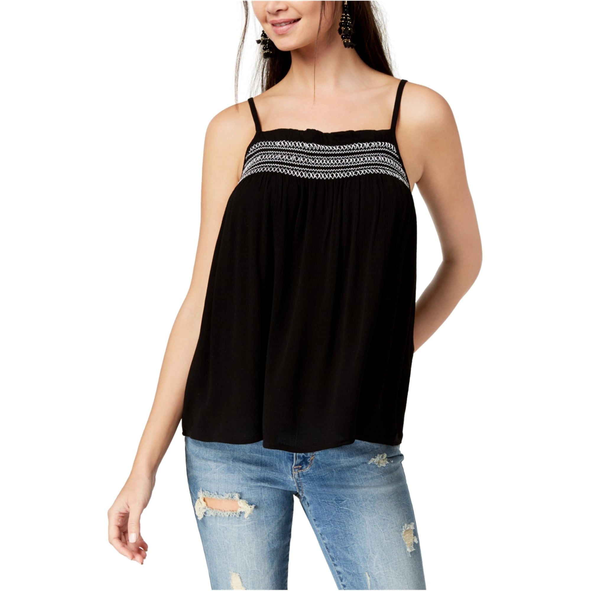 Ultra Flirt - Ultra Flirt Womens Ikeddi Smocked Tank Top, Black, X ...