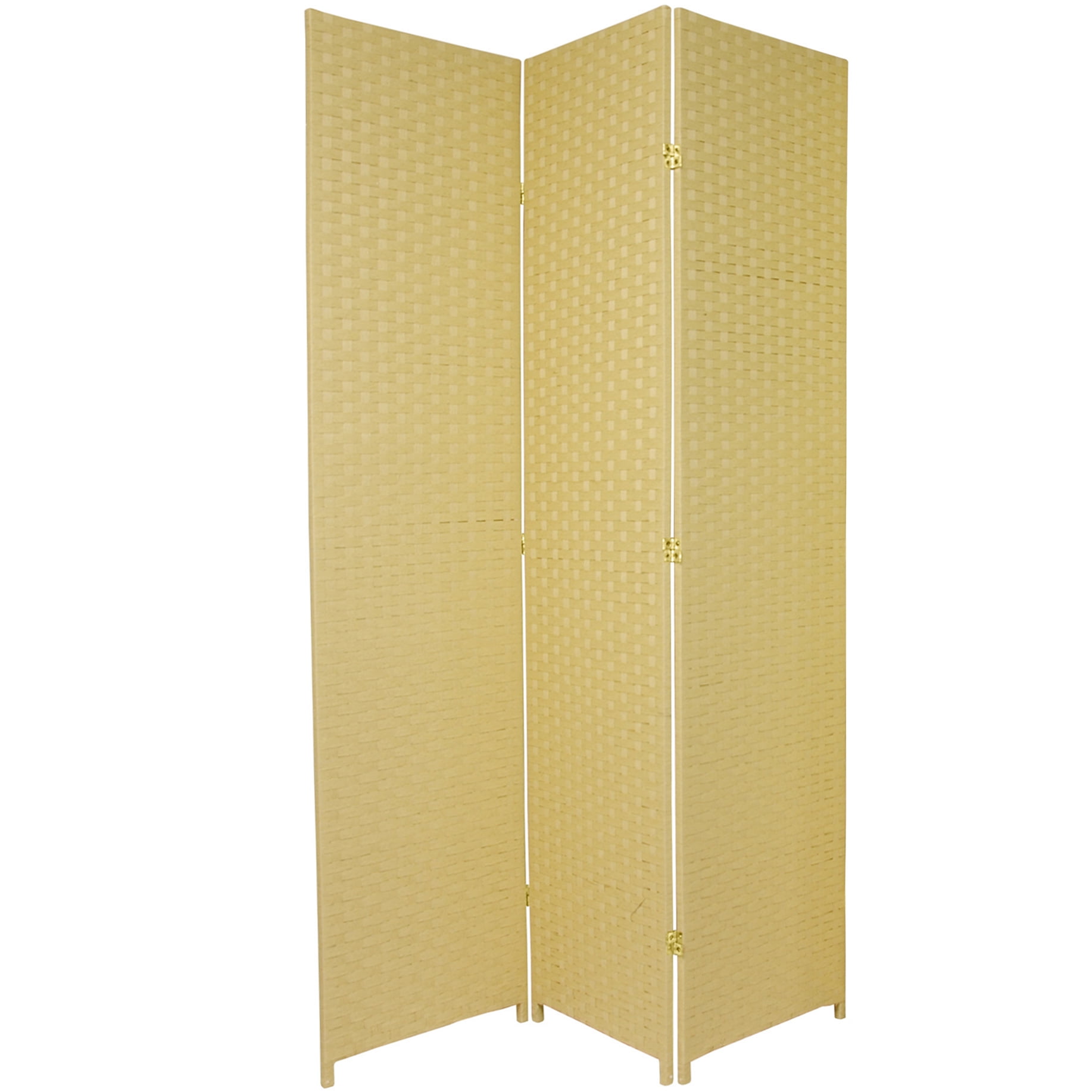 Oriental Furniture 7 Ft Tall Woven Fiber Room Divider, Dark Beige, 3 ...