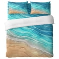 Beach Sea Foaming Waves Blue Ombre King Size Bed Set,Sandbeach Ocean ...