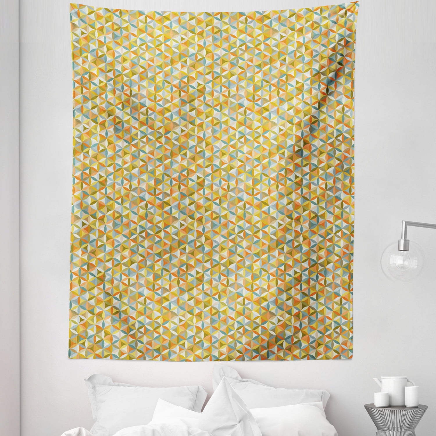 Abstract Tapestry, Flower of Life Design Vintage Colors Oval Shapes ...
