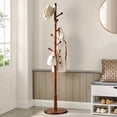 8-Hook Solid Wood Coat Rack - Free-Standing Entryway Tree with 3 Height ...