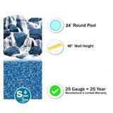 SmartLine 24' Round Waterfall Beaded Above Ground Swimming Pool Liner ...