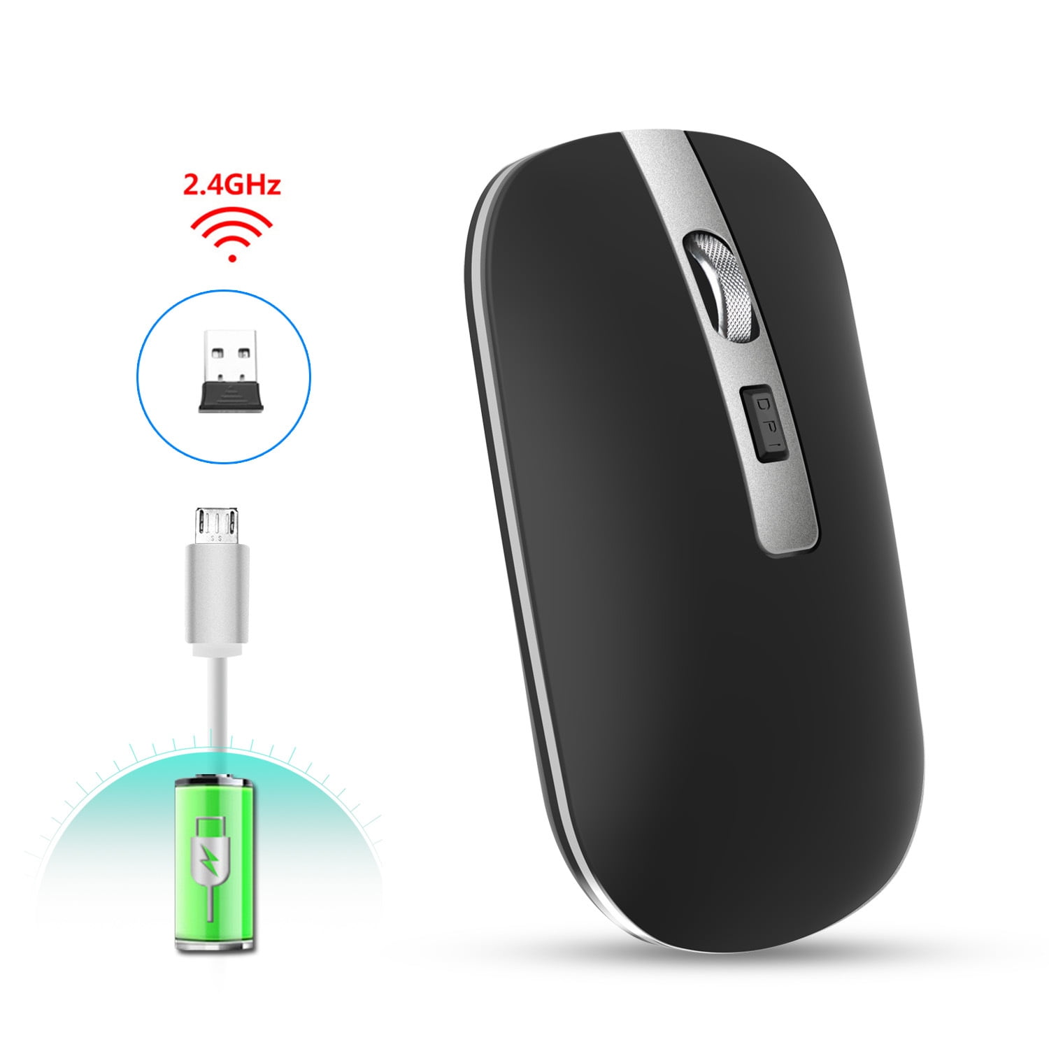 M30 rechargeable wireless mouse metal wheel mute 2.4G office mouse ...