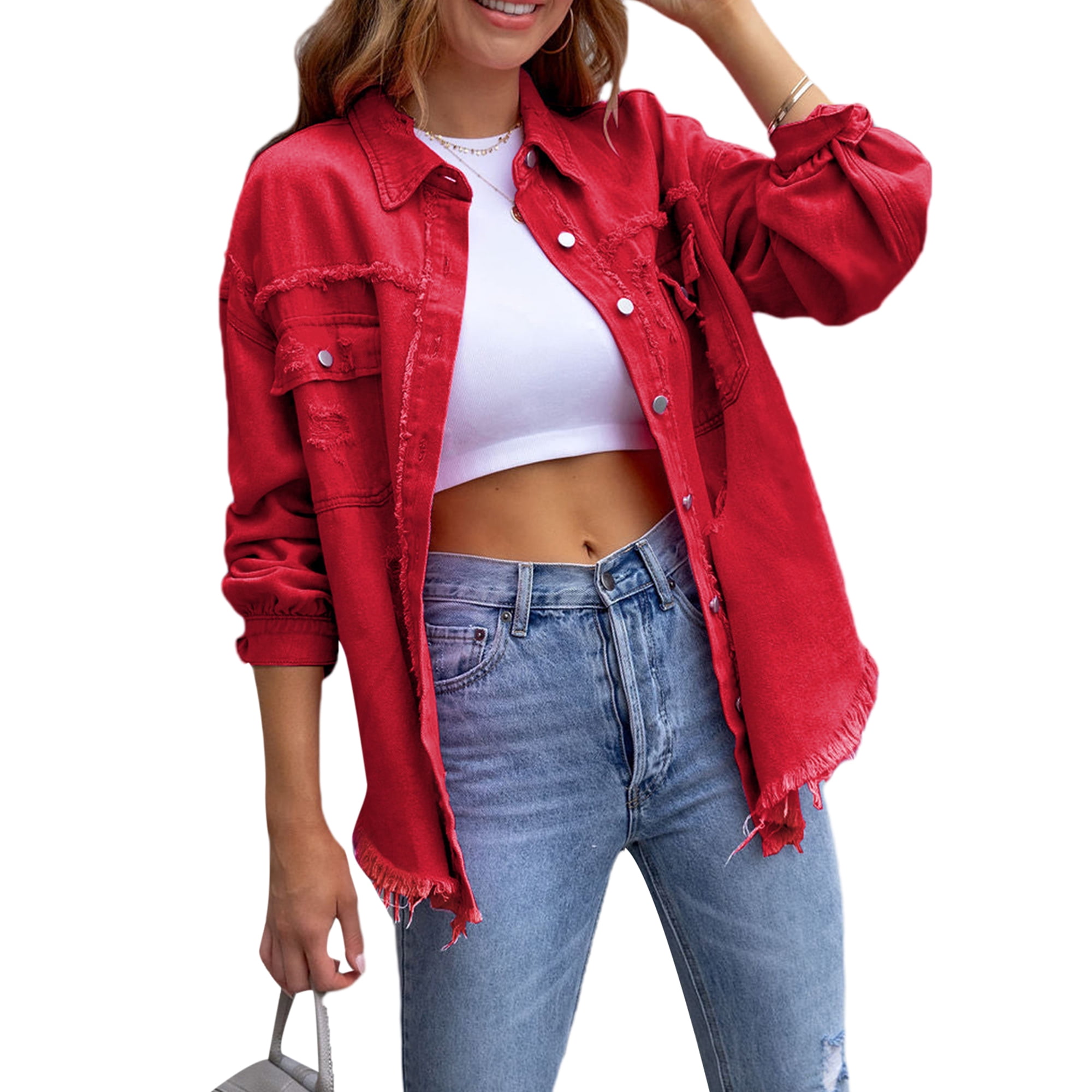 Click here for Gupgi Women Denim Jackets Ripped Distressed Coat S... prices