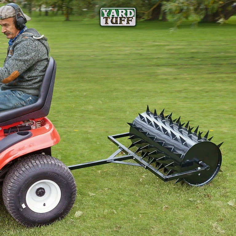Yard Tuff Drum Steel Spike Lawn Aerator Roller w 36 Inch Width 78 Spikes