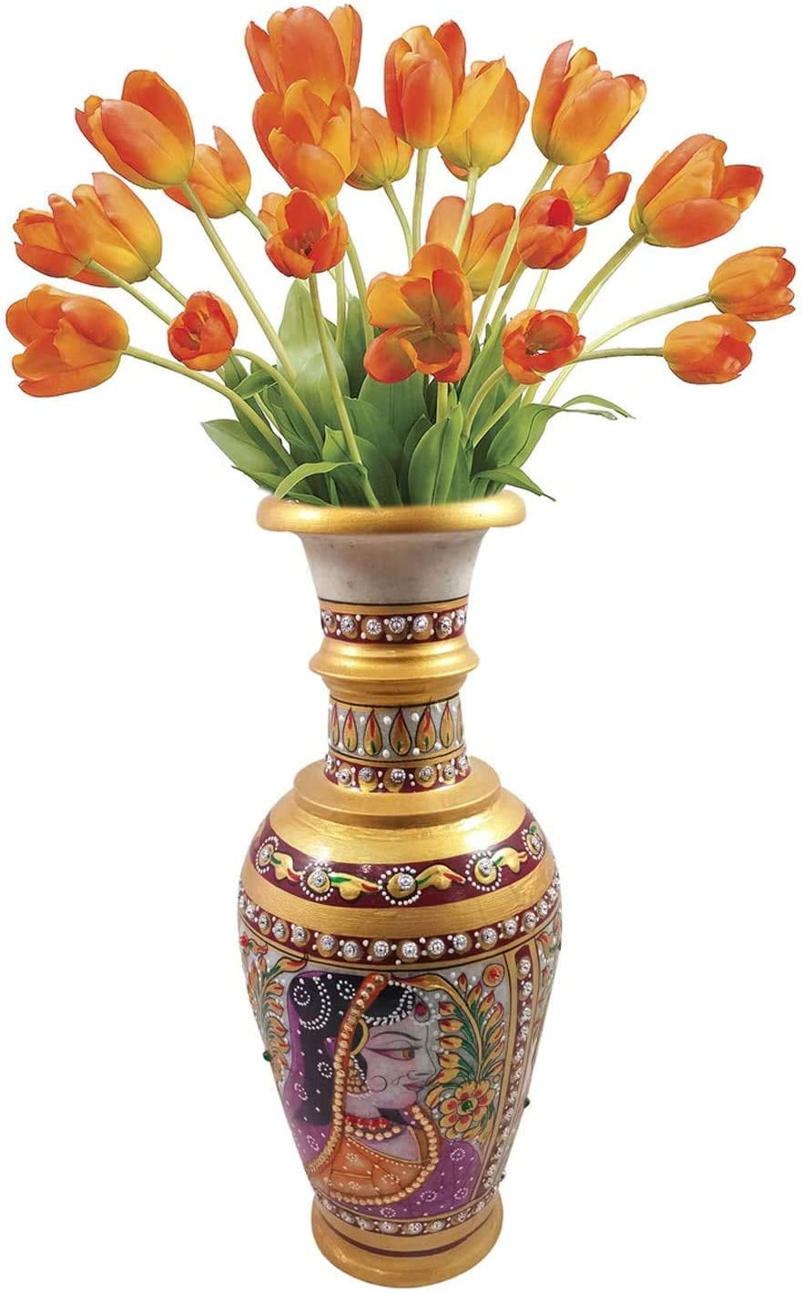 India Meets India Handicraft Flower Vase with Antique Design Decorative ...