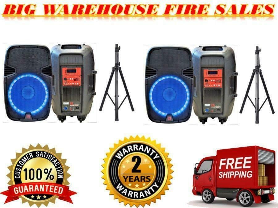 2 Mr. Dj USA PBX2690LB 15" 3500W PA DJ Active Amplifier Bluetooth ...