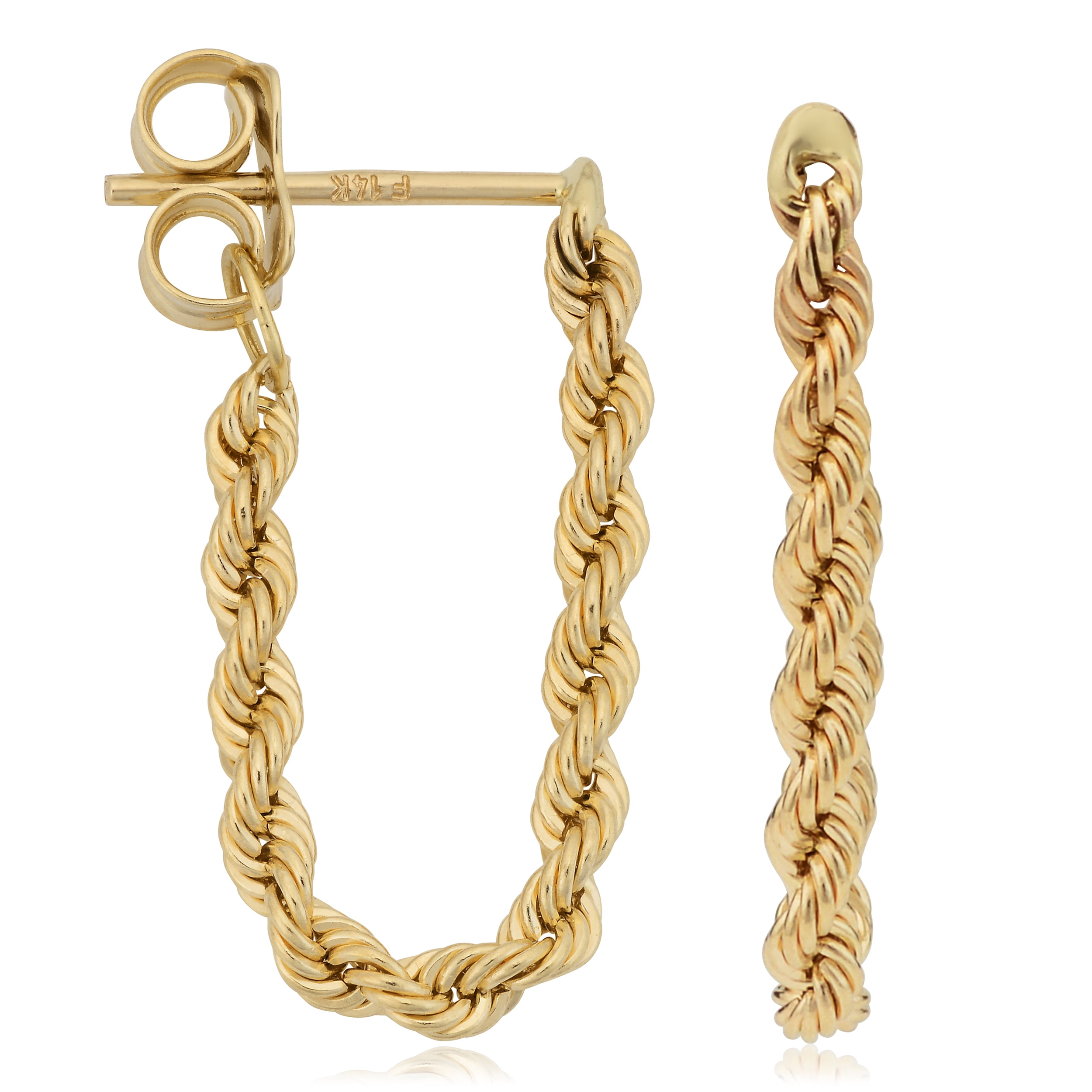14k Yellow Gold Rope Chain Earrings - Walmart.com