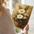 8x12 Inch Rustic Oil Painting Wall Art, Creamy White Dahlia Flowers in ...
