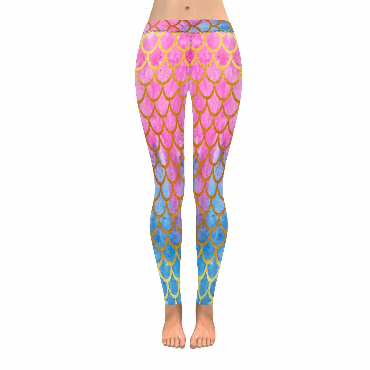 SUNENAT Fashion Mermaid Scales Fish Scales Women's Stretchy Capri ...