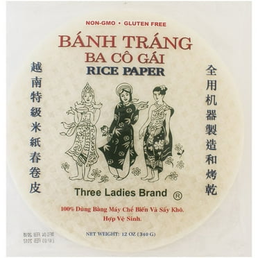 Vietnamese Rice Paper Spring Roll Wrapper by Three Ladies 12 oz. (Pack ...
