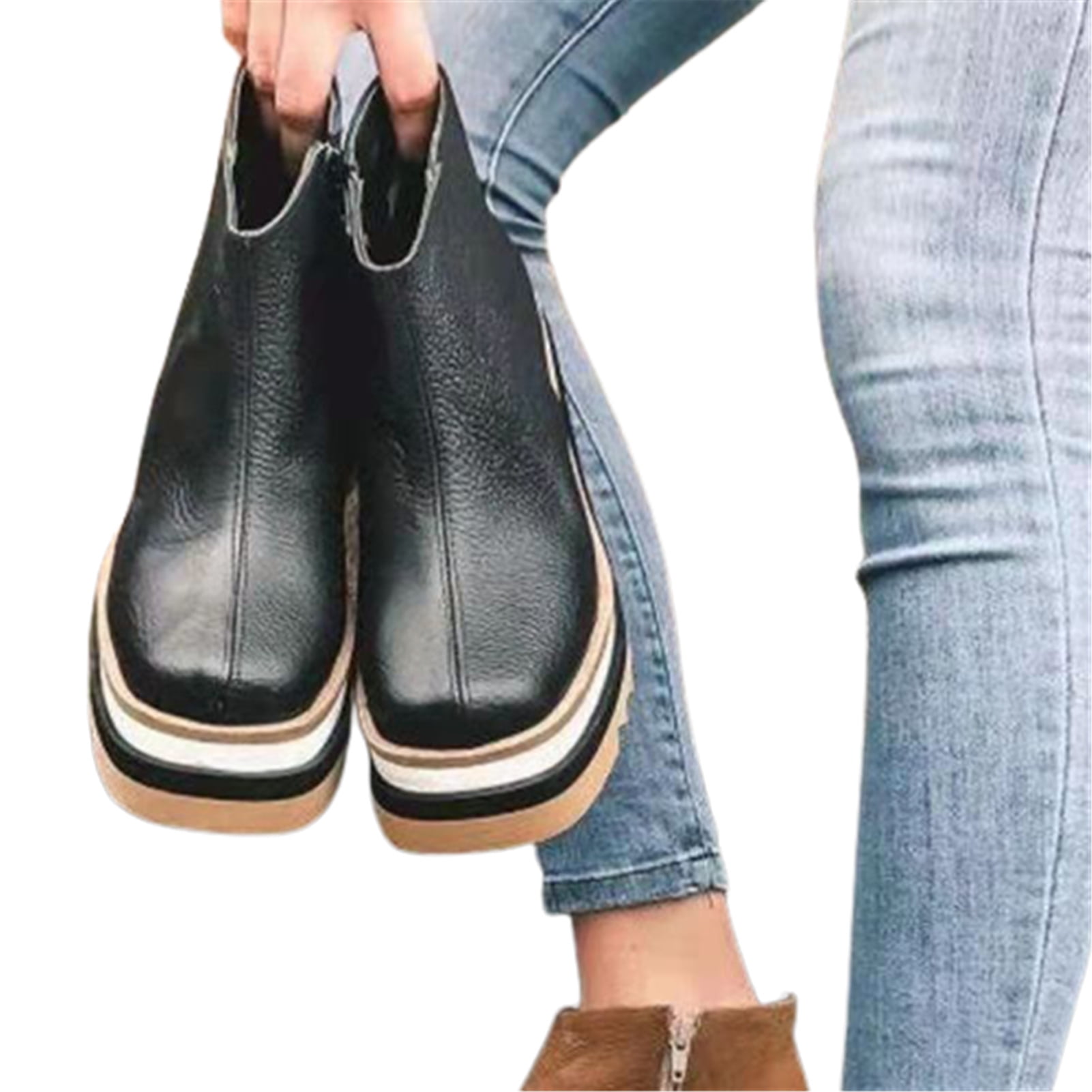 Click here for Ikemiter Womens Platform Boots With Side Zipper Fa... prices