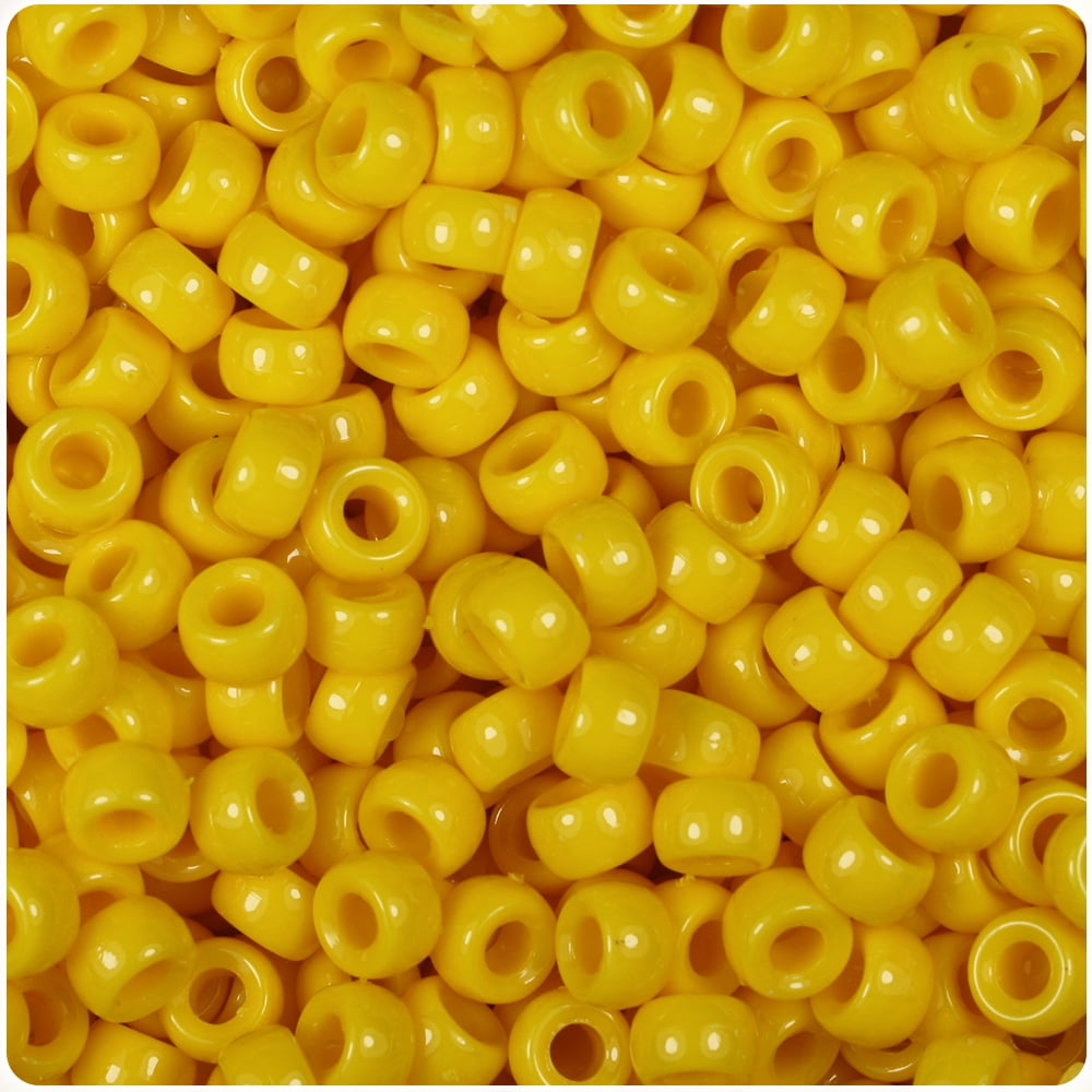 BeadTin Bright Yellow Opaque 6.5mm Mini Barrel Pony Beads (1000pcs ...