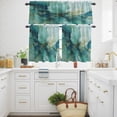 Abstracts Marble Kitchen Curtains Set for Windows, Teal Green Glod ...