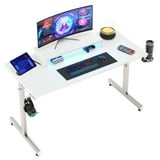 Bestier 42 inch LED Gaming Desk with Monitor Stand, RGB Lights, White ...