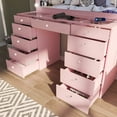 Ember Interiors Makeup Vanity with Mirror, Lights, 11 Drawers, Rose ...