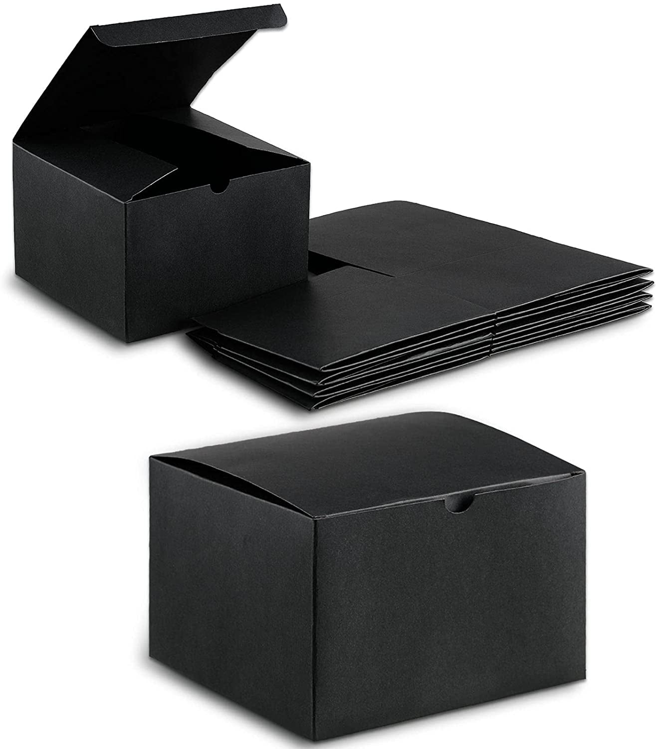 Gift Box 6 x 6 x 4 Inch Matte Black Paper Gift Boxes with Lids for ...