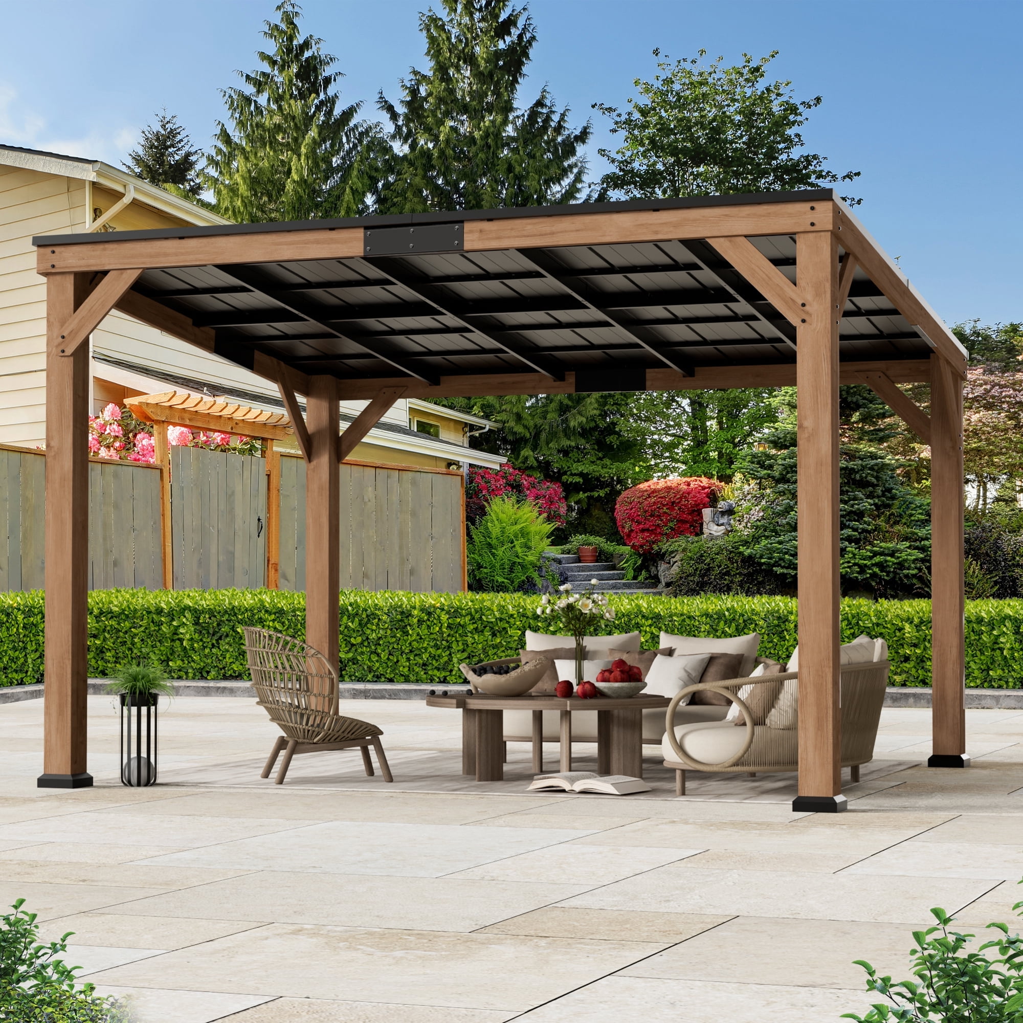 Click here for Modern Shade 10 X 12 Cedar Wood Gazebo With Hardto... prices