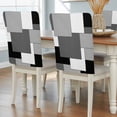 Abstract Art Chair Back Covers Set of 4 White Black Gray Splice ...