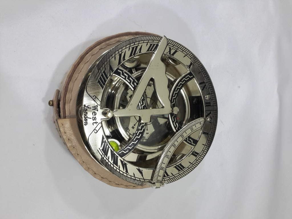 4.5"Nautical West London Sundial Compass With HandCrafted With Leather ...