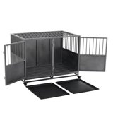 Pefilos 47" Heavy Duty Dog Crate Pet Cages with Tray, Movable Wheels ...